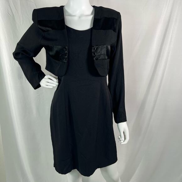 Vintage | Dresses | Vintage Dawn Joy Black 2piece Dress And Jacket Set ...